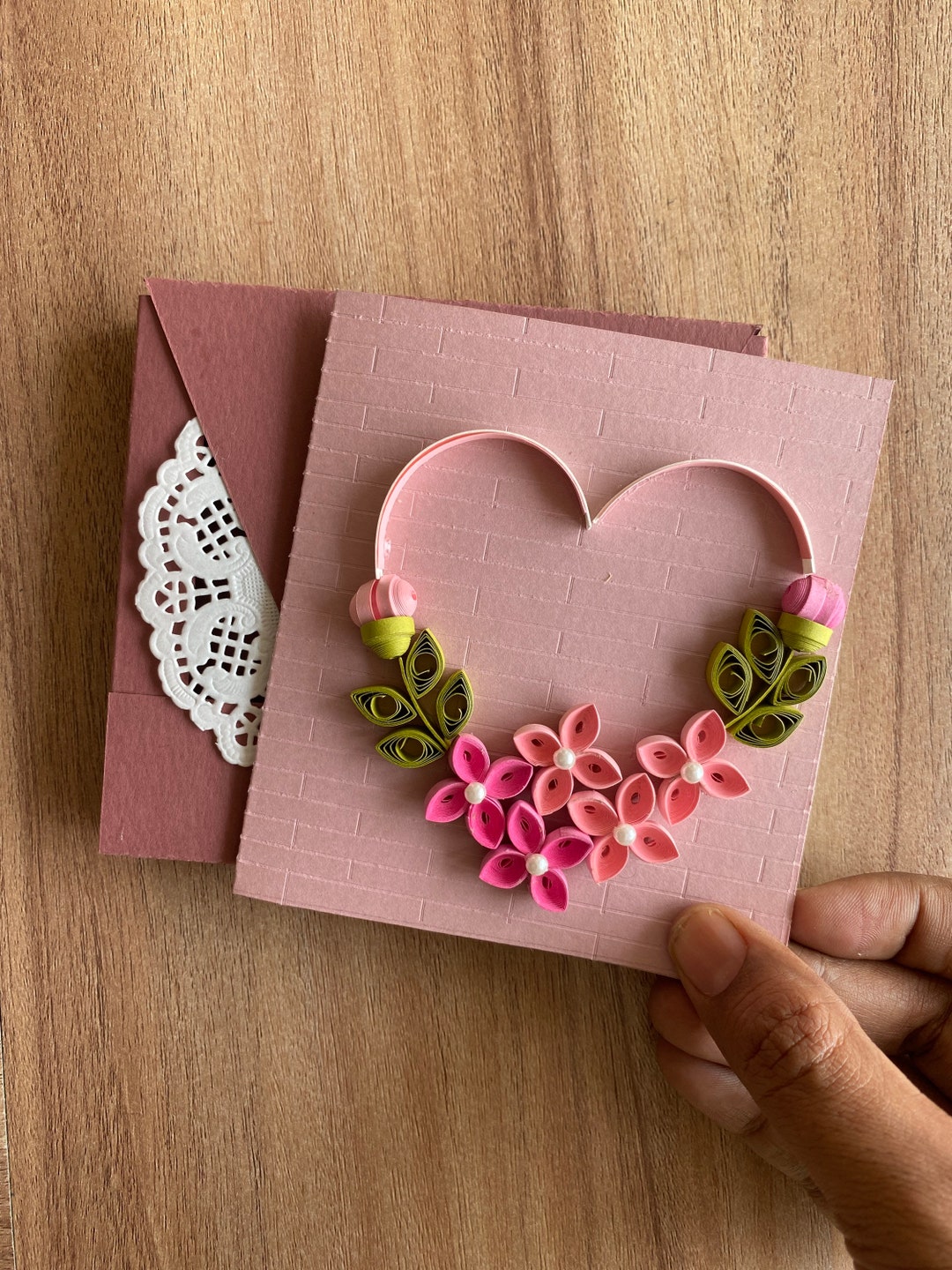 Set of 3 Quilling Valentines Note Cards With Boxed Envelope, Quilled ...