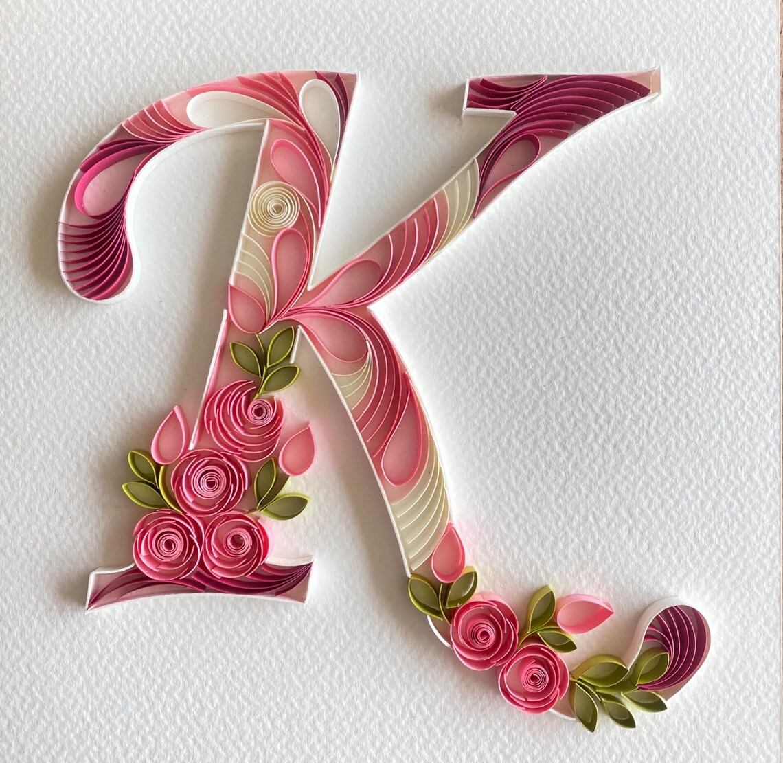 Personalized Quilling Initial Card: Rose Flower Monogram - Etsy