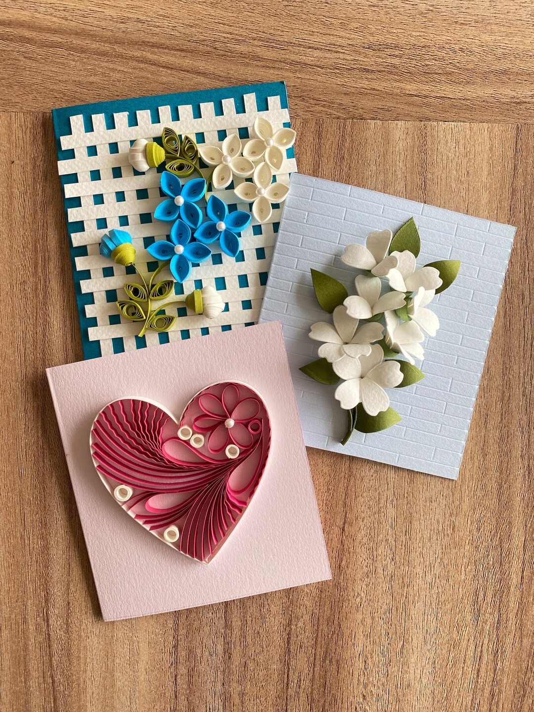 Set of 3 Quilling Valentines Note Cards With Boxed Envelopes, Valentine ...