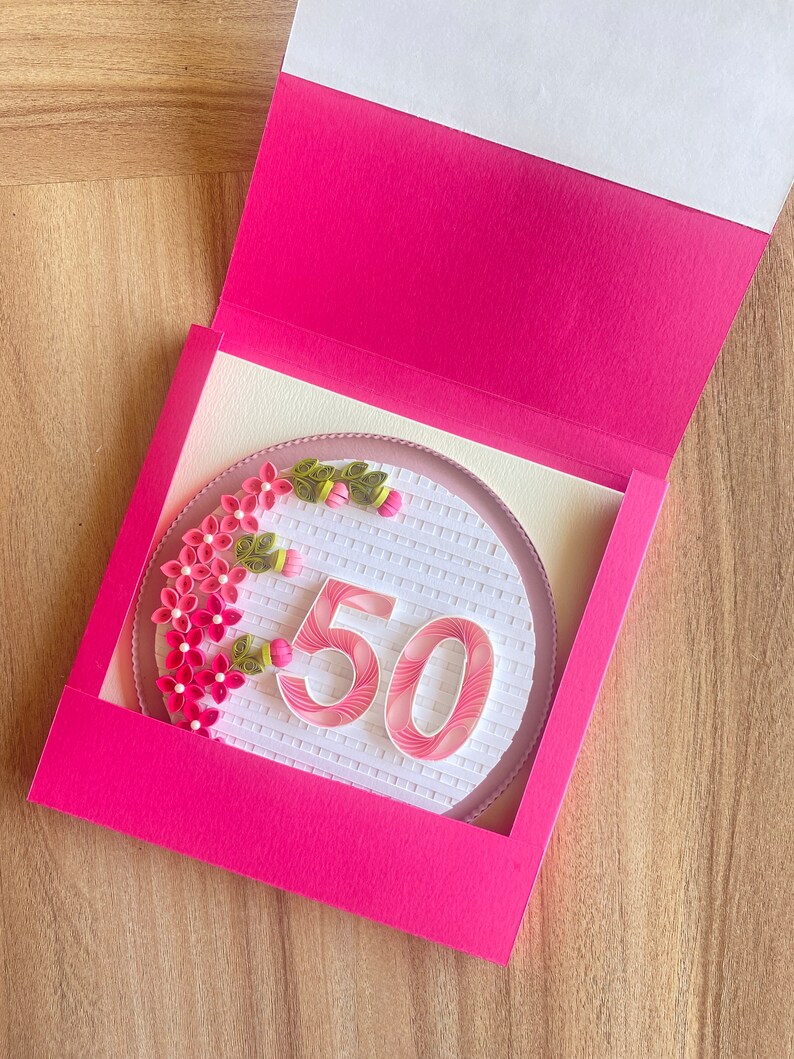 Quilling 50 Birthday Greeting Card , 50th Greeting Card, Birthday Card ...