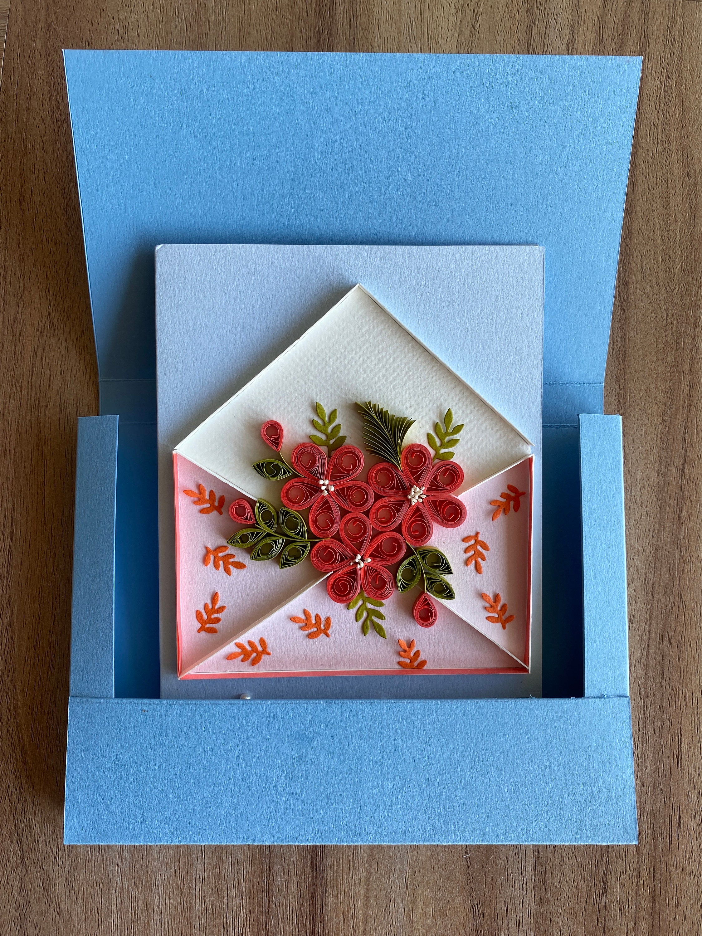 Quilling Blank Floral Greeting Card for Writing Message, Quilled ...