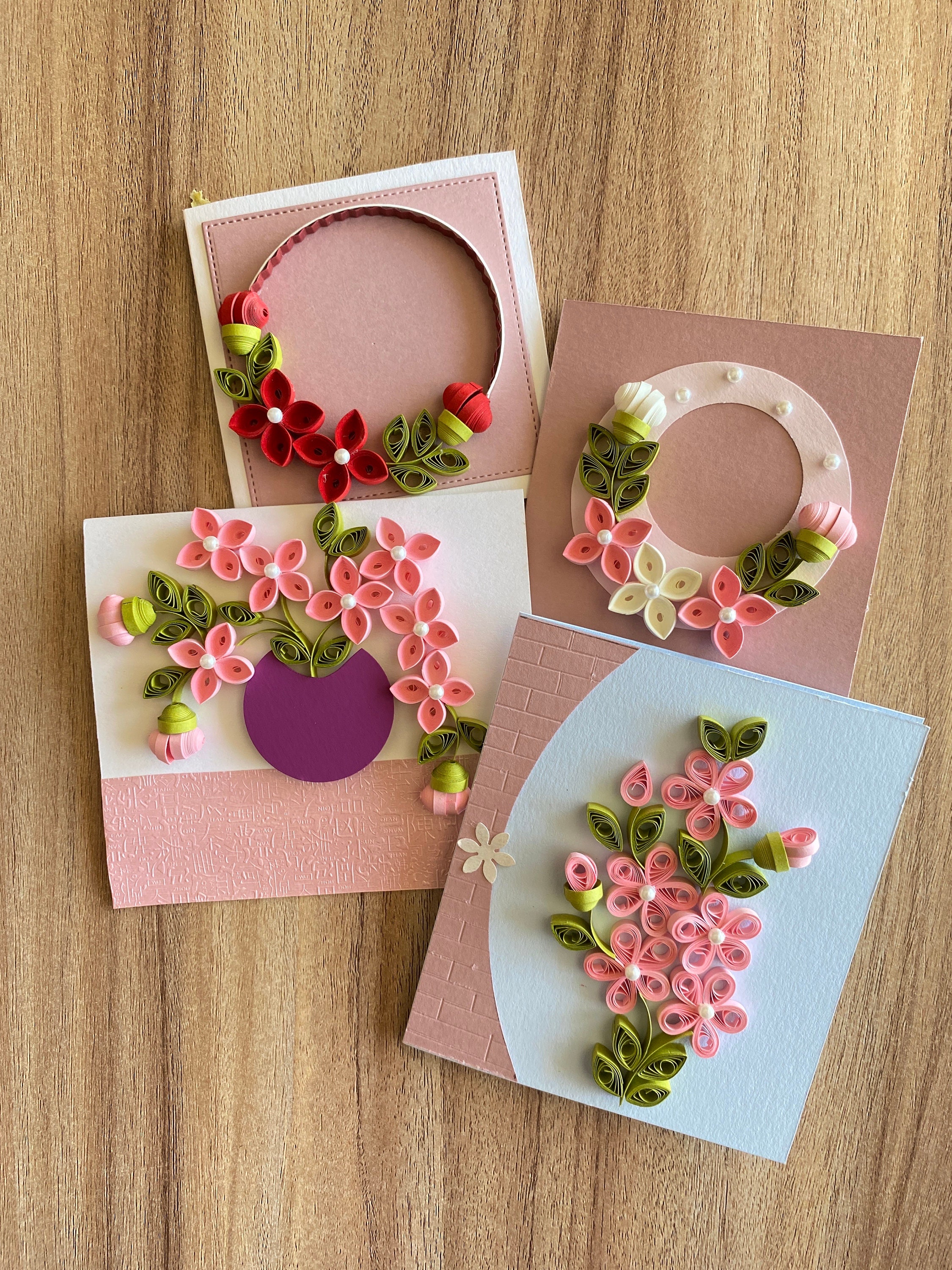 Set of 4 Blank Quilling Cards With Boxed Envelopes for Writing Thank ...