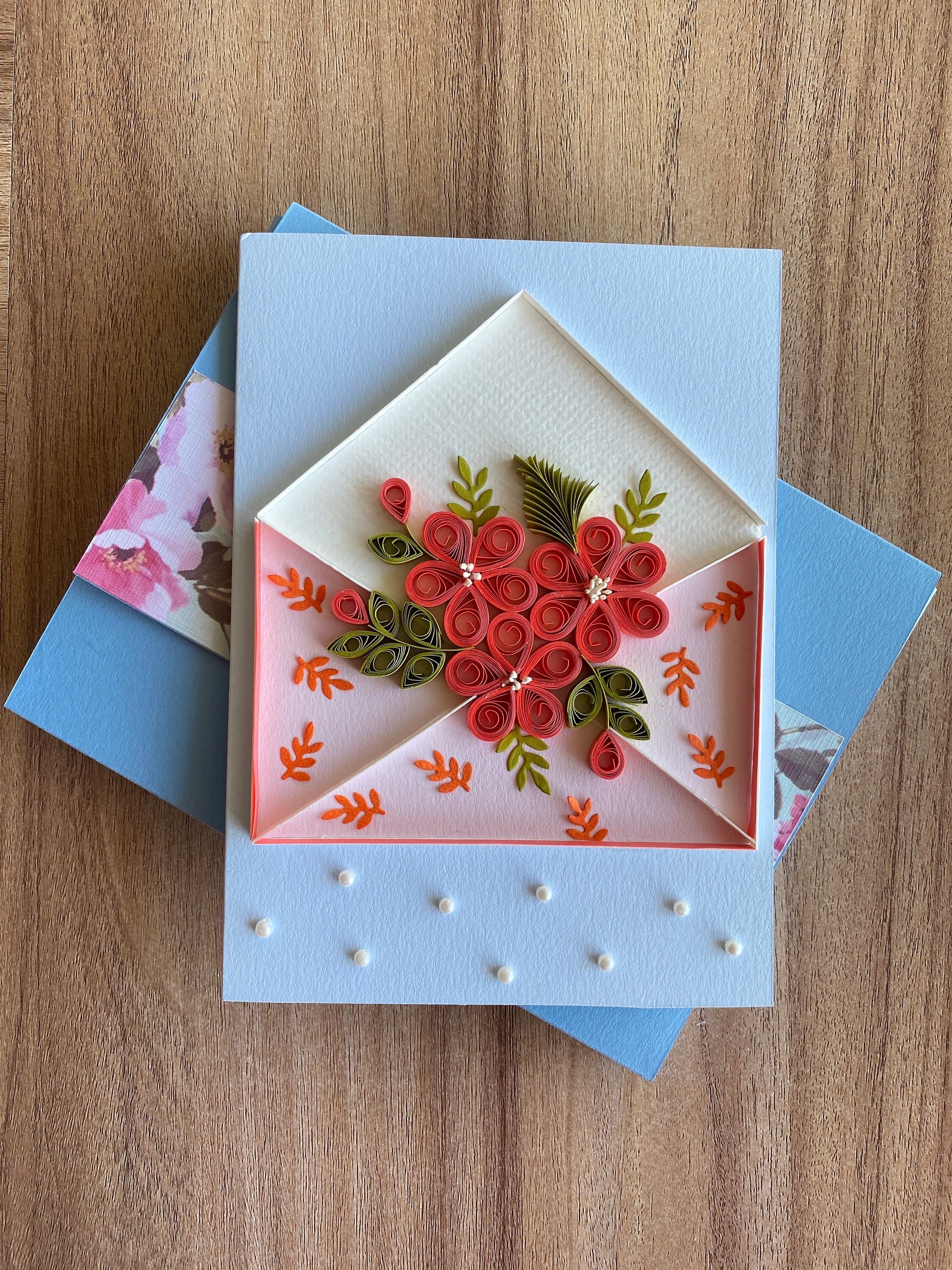 Quilling Blank Floral Greeting Card for Writing Message, Quilled ...