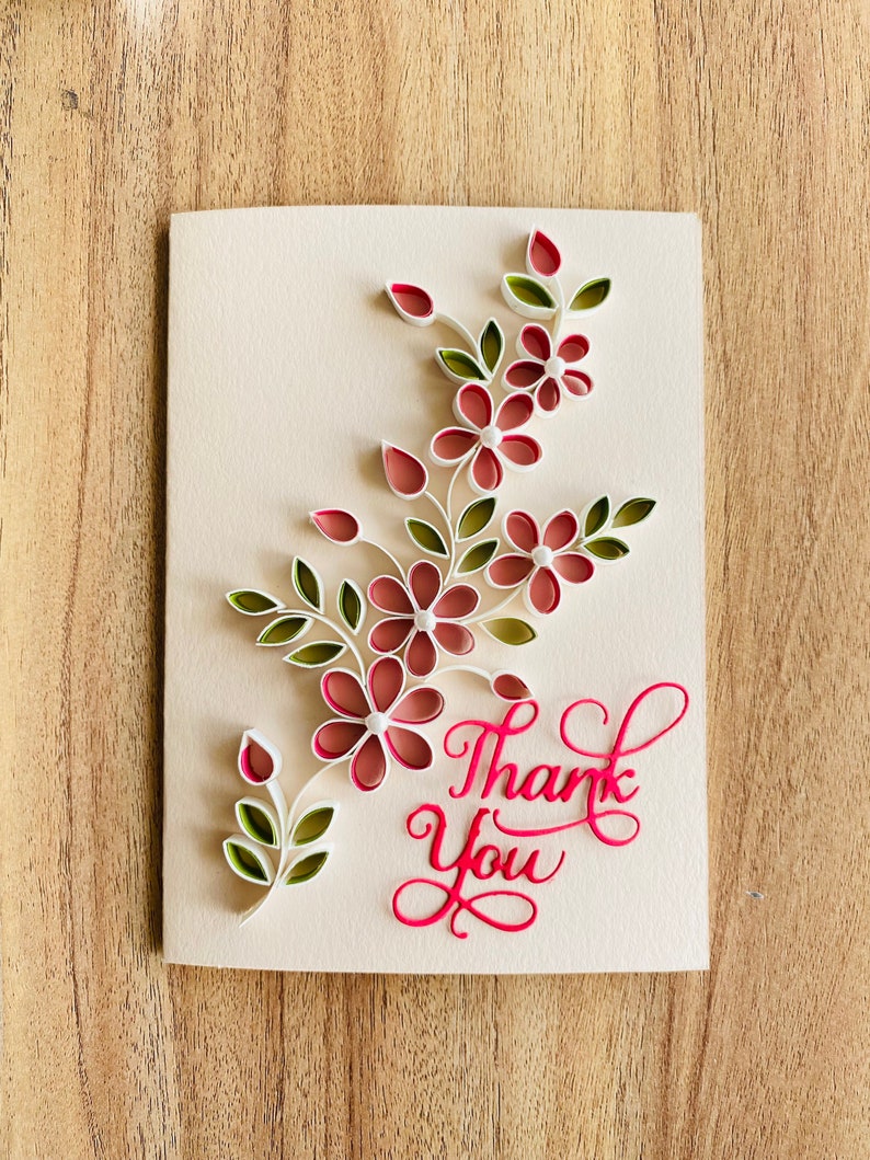 Set of 2 Quilling Blank Floral Greeting Card , Christmas Greeting Cards ...