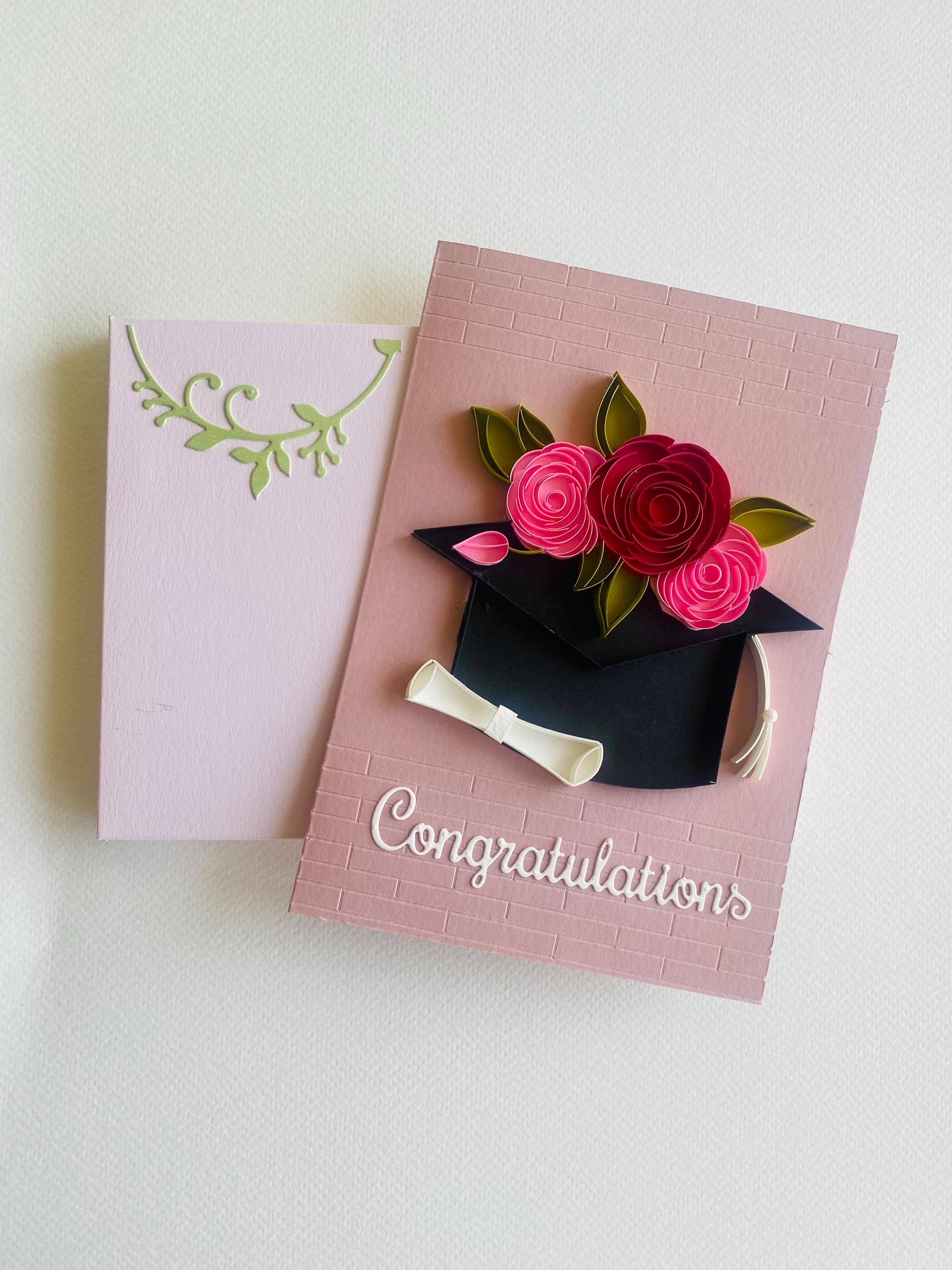 Quilled Handmade Graduation Greeting Card , Blank Quilling School Card ...