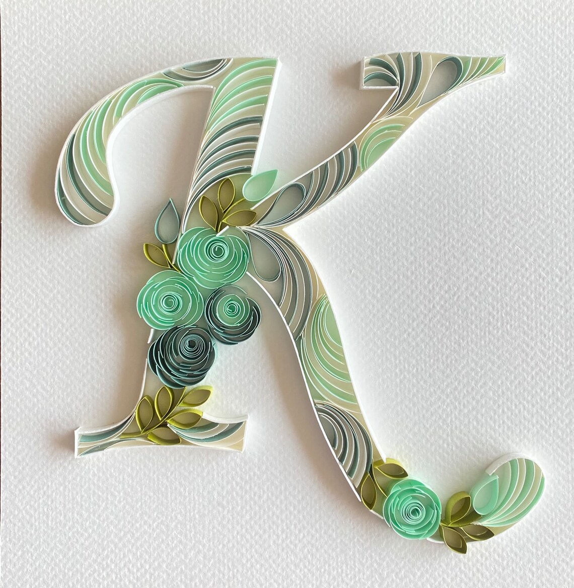 Personalized Quilling Initial Card: Rose Flower Monogram - Etsy