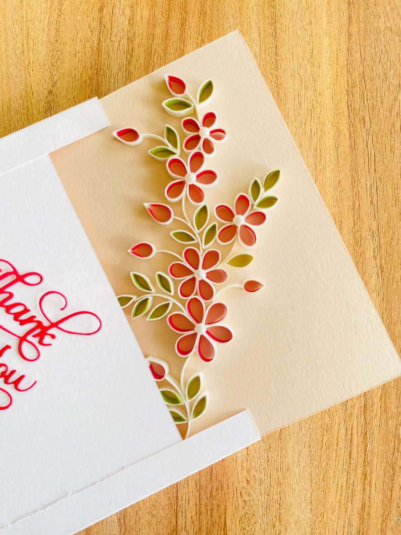 Set of 2 Quilling Blank Floral Greeting Card , Christmas Greeting Cards ...