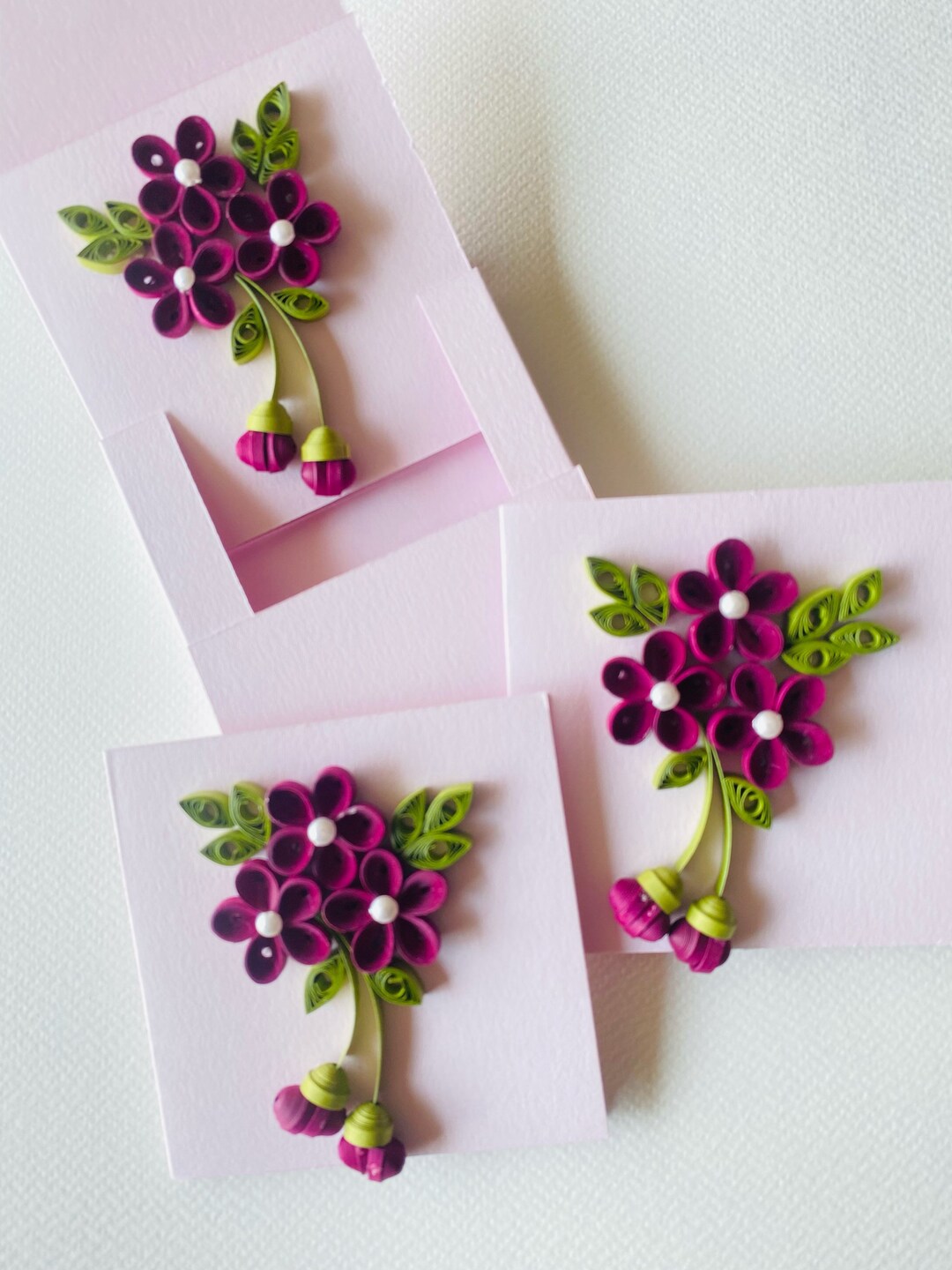 Set of 5 Blank Quilling Note Cards With Boxed Envelopes, Size 3.5x3.5 ...