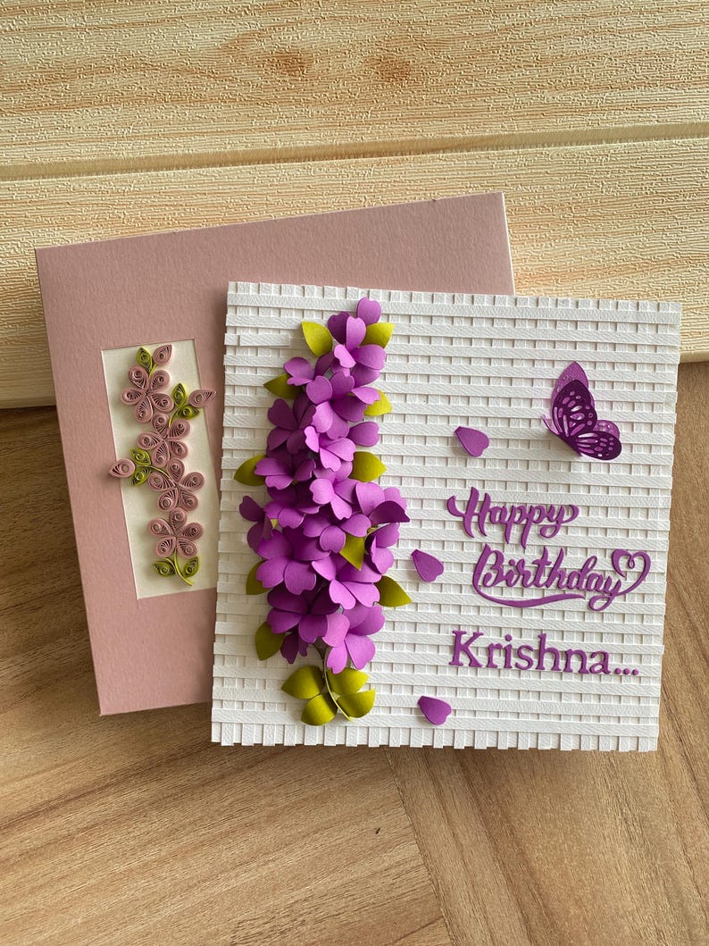 Personalised Birthday Greeting Cards With Handmade Paper Flower ...