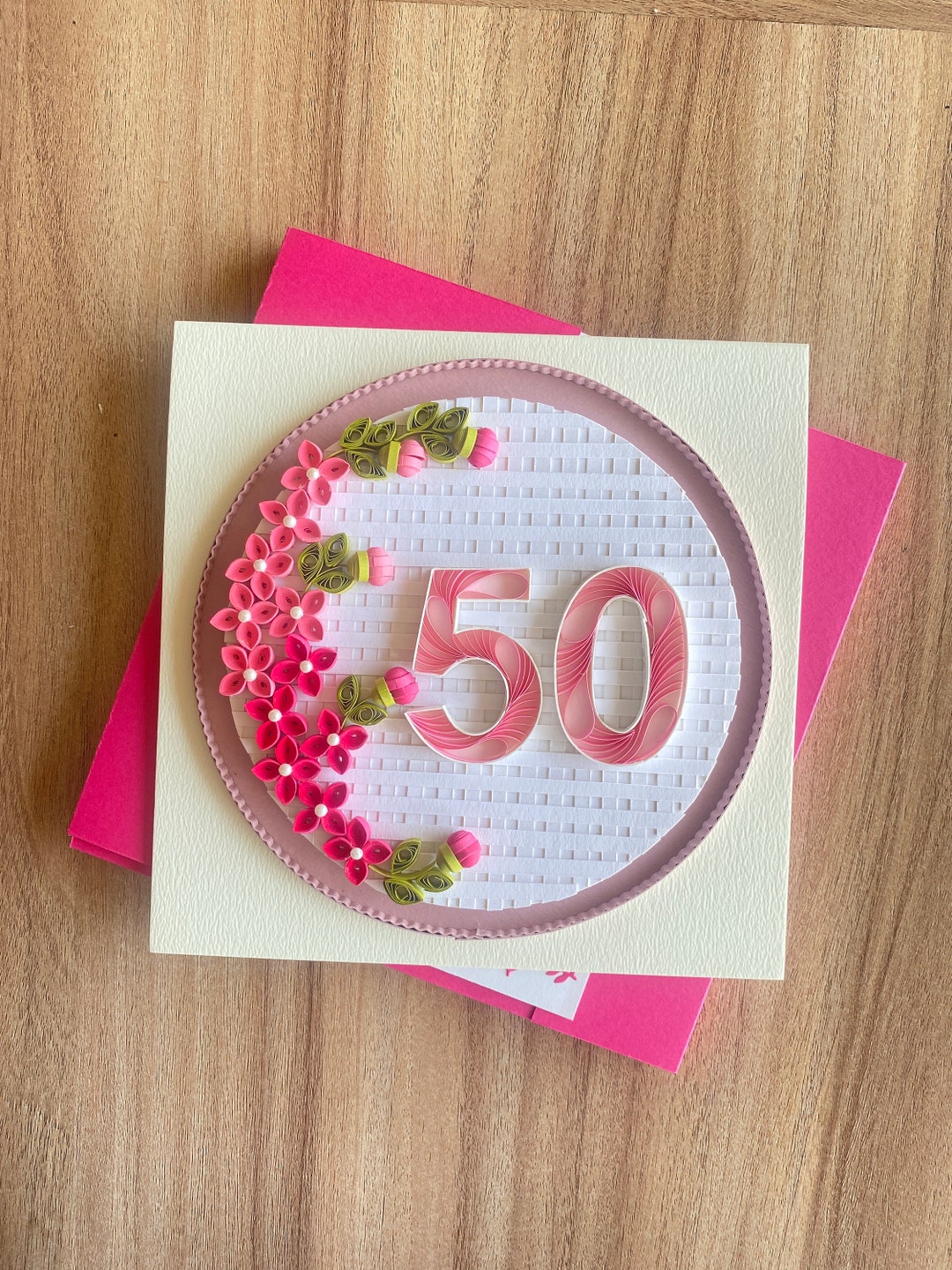 Quilling 50 Birthday Greeting Card , 50th Greeting Card, Birthday Card ...