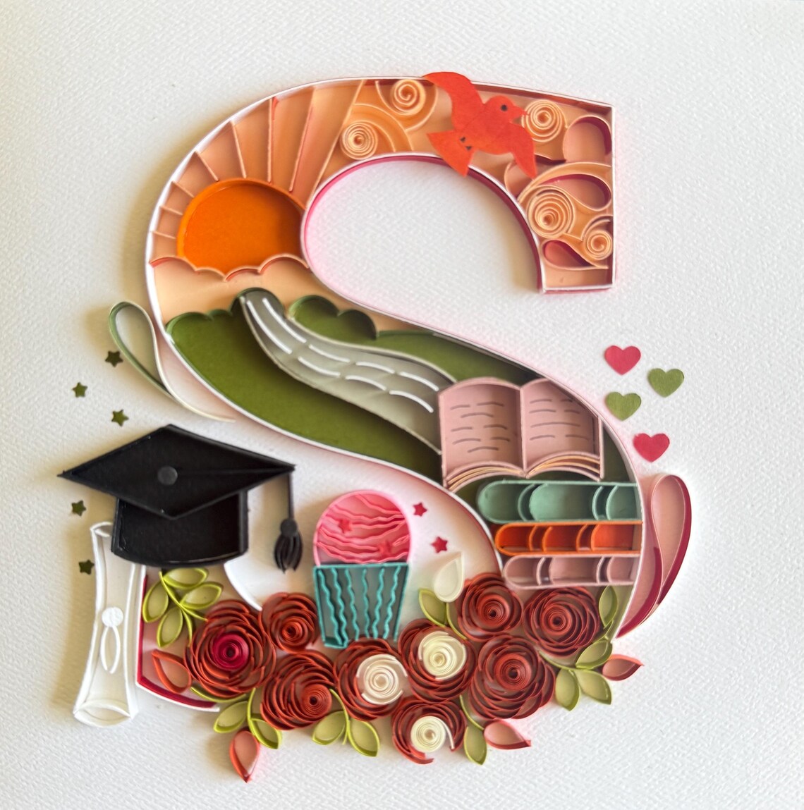 Personalised Quilling Graduation Greeting Card With Boxed Envelope. 8x8 ...