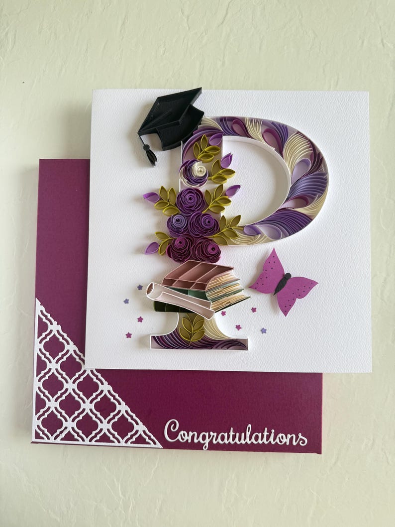 Personalised Quilling Graduation Greeting Card With Boxed Envelope. 8x8 ...