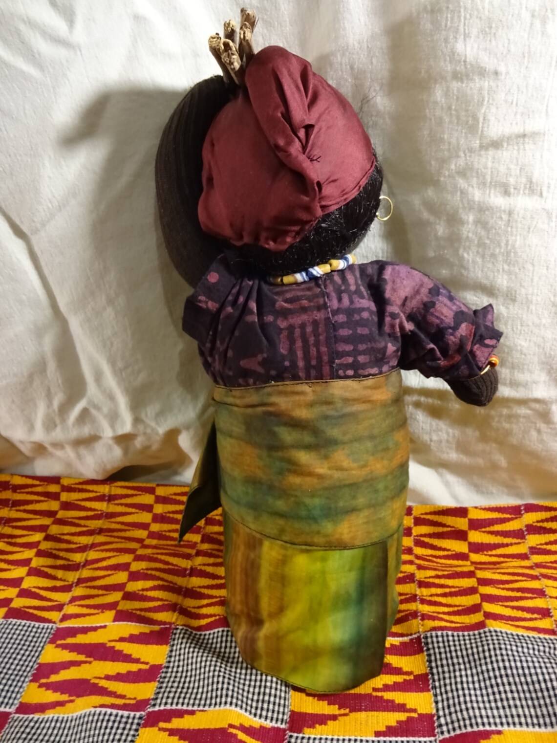 African Woman Cloth Doll, in Ghanaian Print Carrying Wood Atop Her Head ...