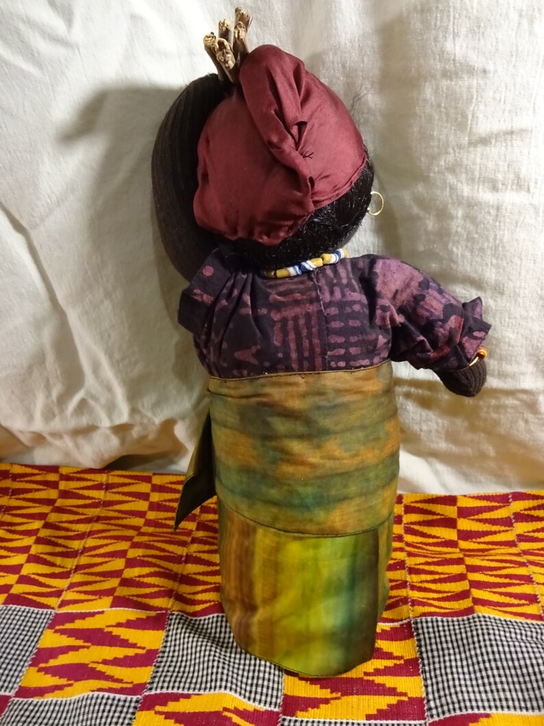 African Woman Cloth Doll, in Ghanaian Print Carrying Wood Atop Her Head ...