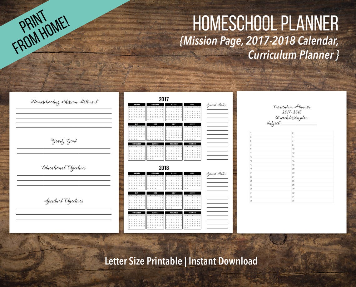 Printable Homeschool Planner Black and White - Etsy