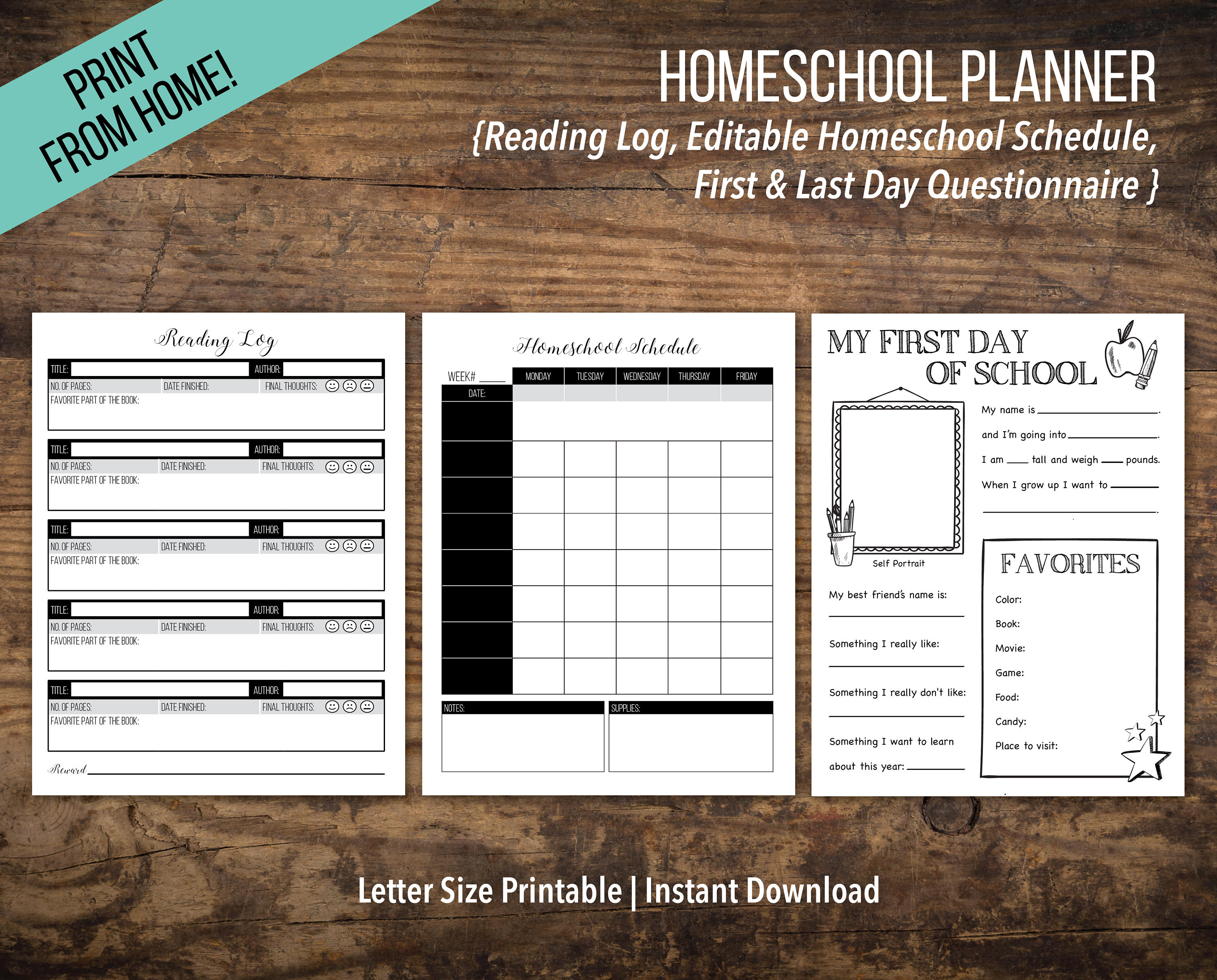 Printable Homeschool Planner Black and White - Etsy