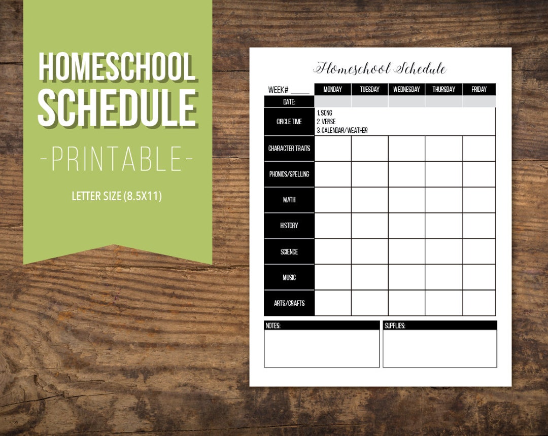 Planner Homeschool Schedule Printable Insert Letter Size Academic ...