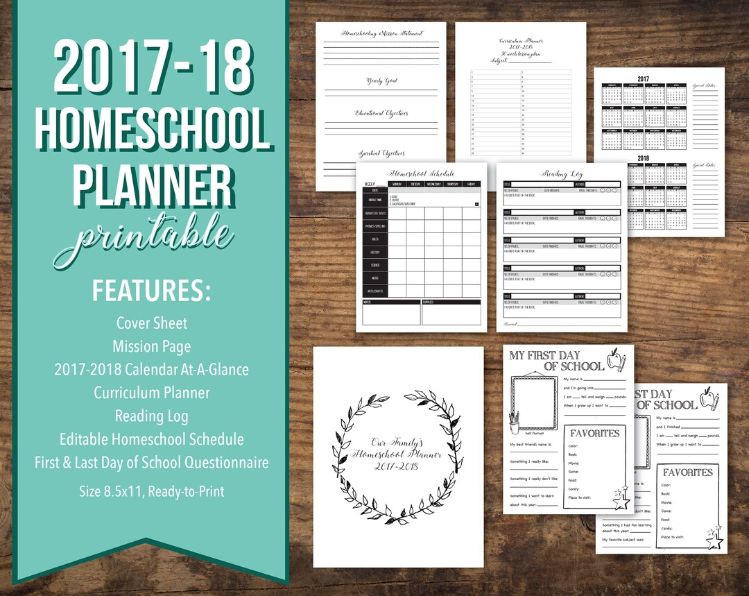 Printable Homeschool Planner Black and White - Etsy