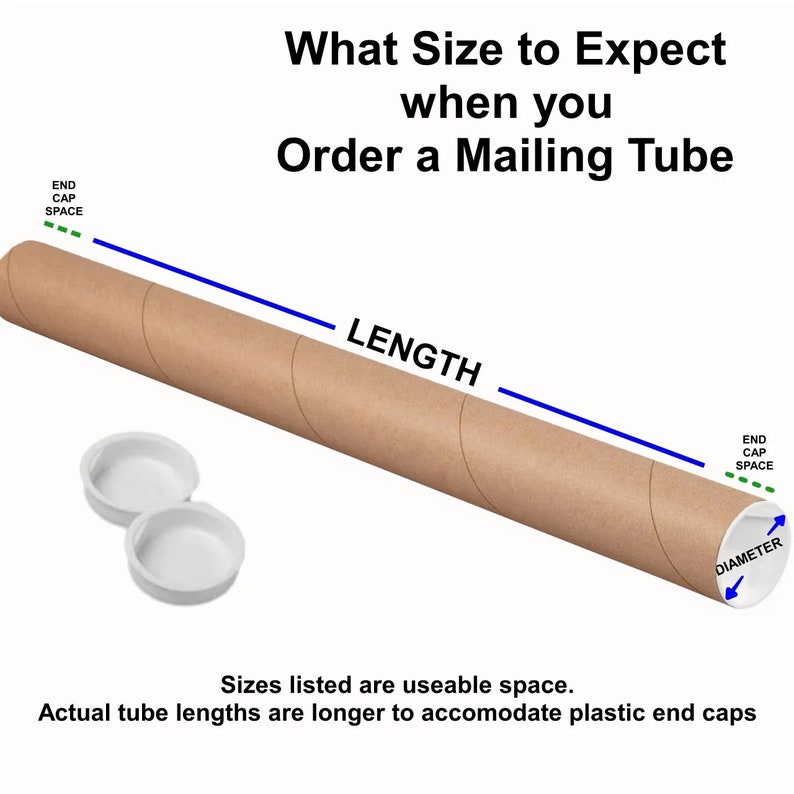 Kraft Mailing Tubes With End Caps Various Diameters and Lengths - Etsy