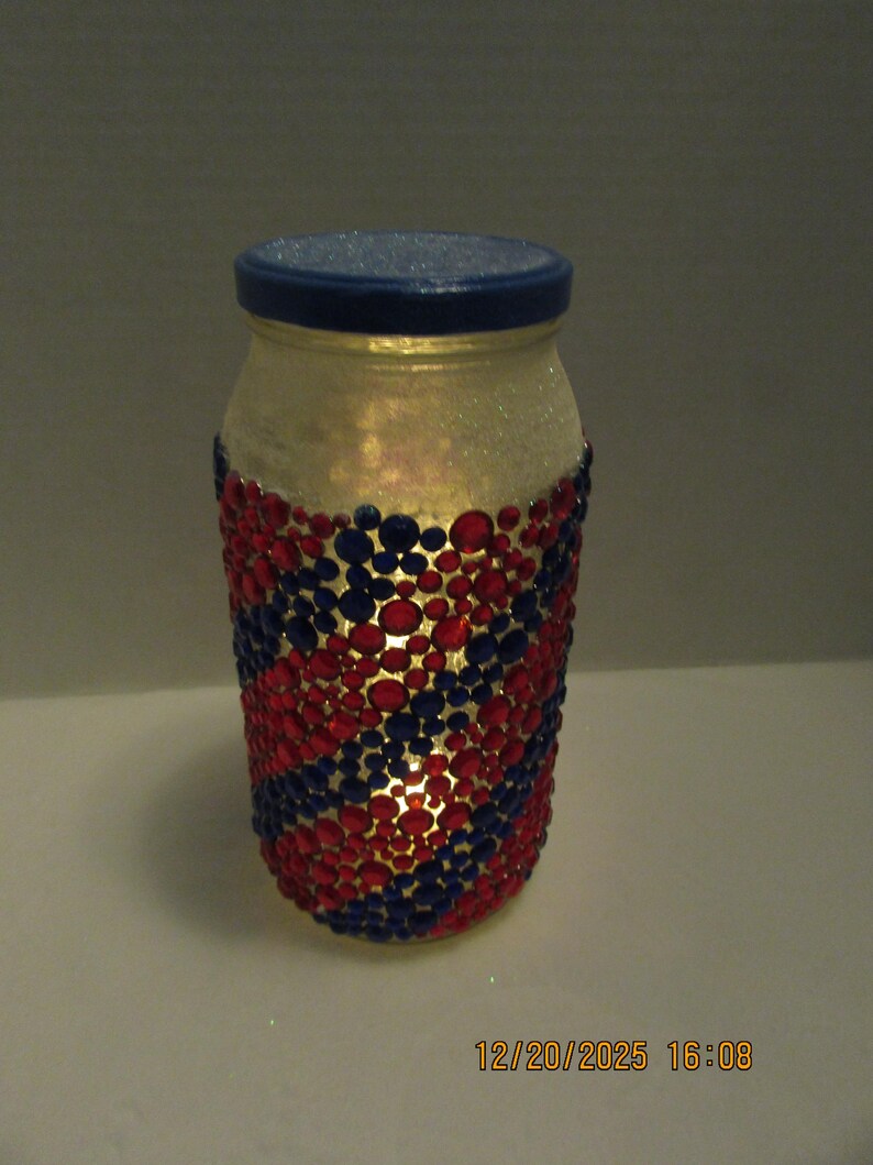 Patriotic Candle Holder/mason Jar With Tea Candle - Etsy