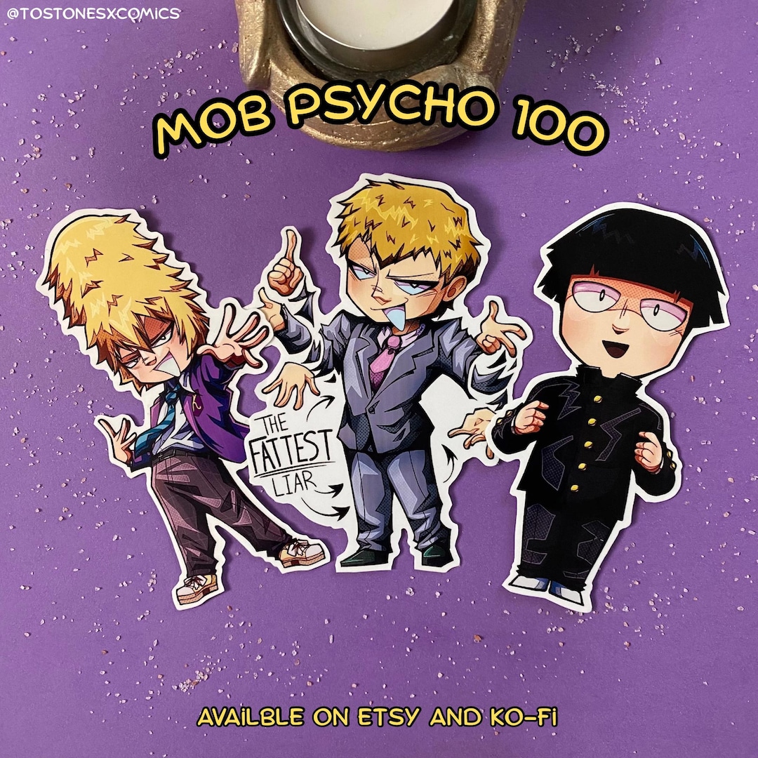 MOB PSYCHO 100 Stickers || Die Cut Glossy Sticker, Cartoon Sticker ...