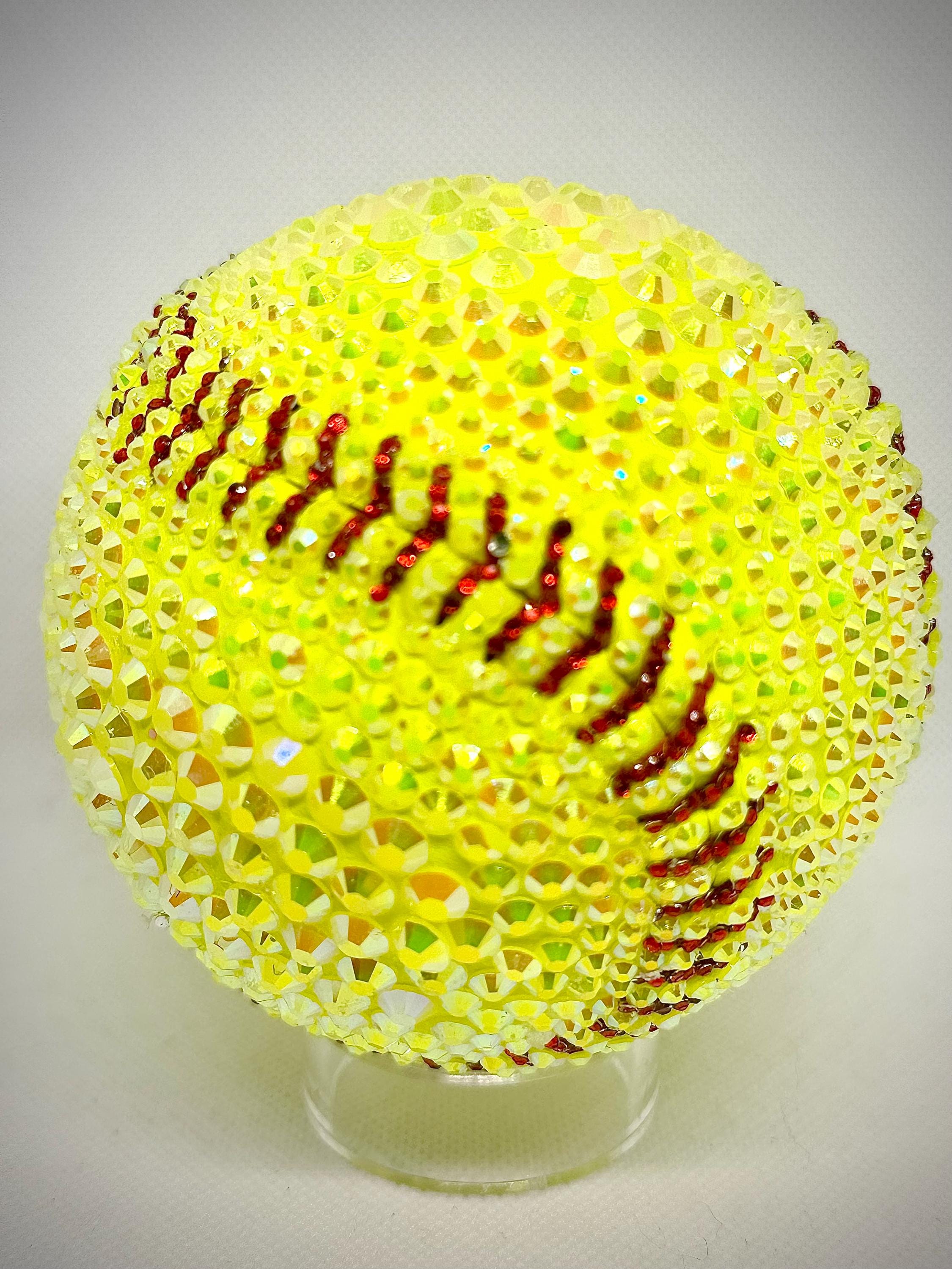 Bedazzled Softball: Rhinestone Bling Decor - Gift for Softball Fans ...