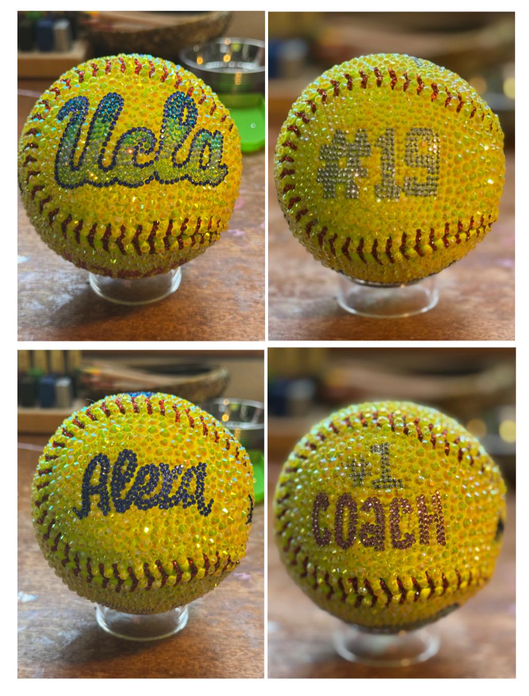 Bedazzled Softball | Bling Softball | Rhinestone Decor | Gift for ...