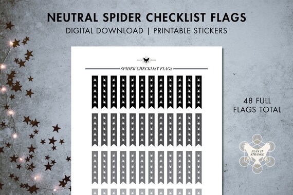 Neutral Spider Checklist Flags Stickers Functional Printable - Etsy