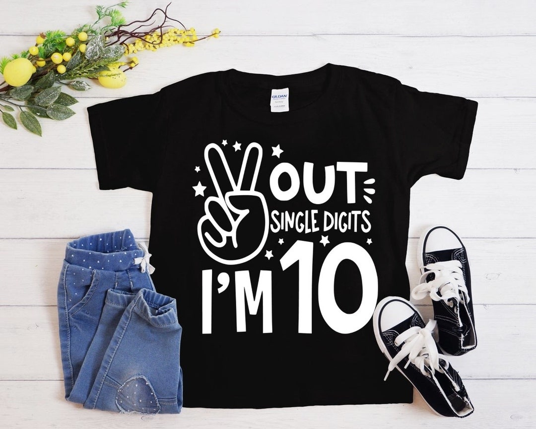 10th Birthday Shirt, Tenth Birthday Shirt, 10th Birthday Gift, Peace ...