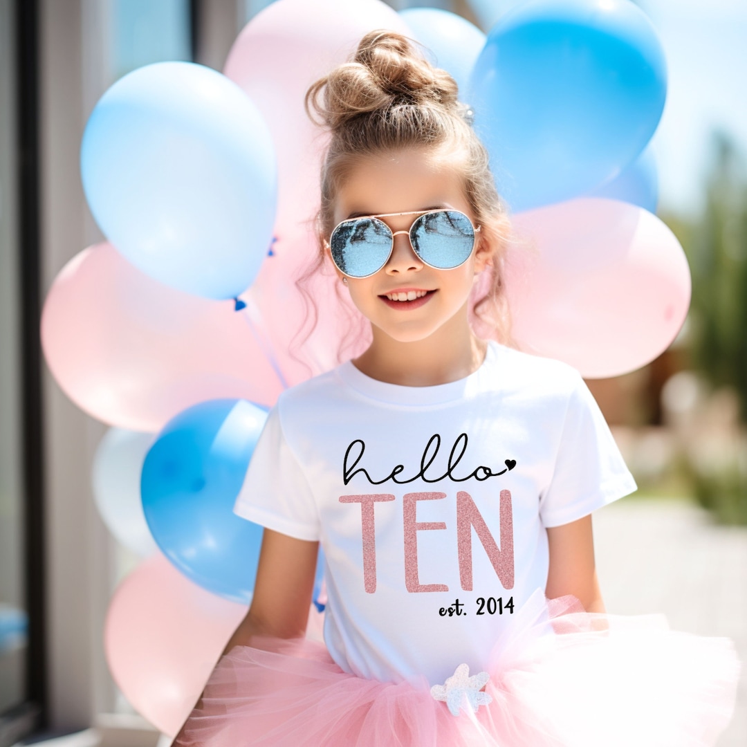 Hello Ten Est 2014 Shirt 10th Birthday Shirt Hello 10th Birthday Gift ...