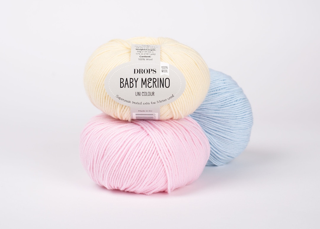 50g/175m1,8 Oz-191yds/drops Baby Merino /superwash Treated Extra Fine ...