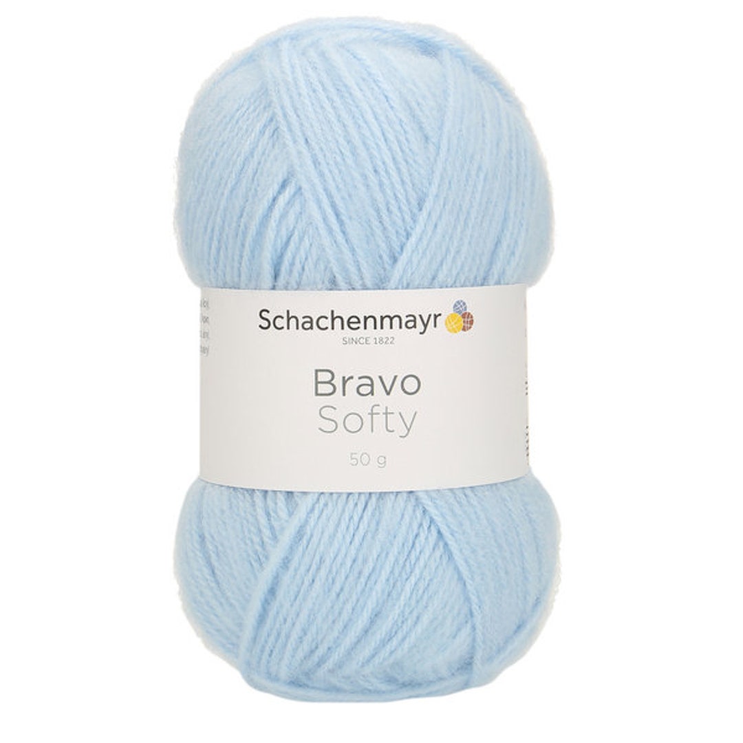Schachenmayr BRAVO SOFTY / Acrylic Yarn / Ice Blue Color / 50 Gr-140 M ...