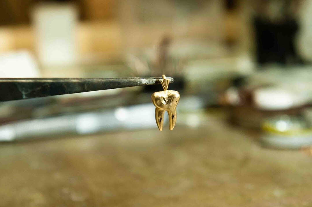 14k Gold Tooth Pendant With Cavities - Etsy