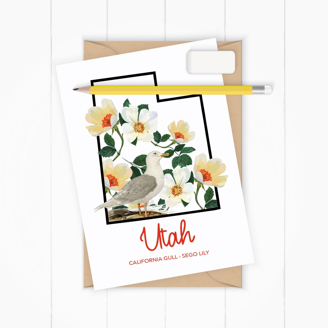Digital Download Utah State Bird and Flower Postcard - Etsy
