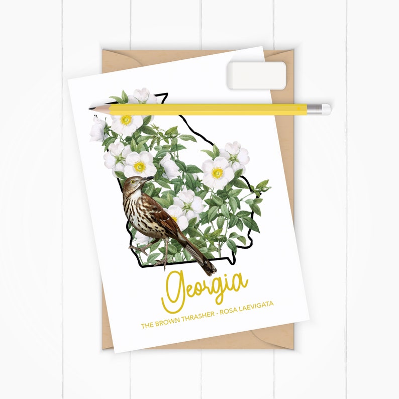 Digital Download Georgia State Bird and Flower Postcard - Etsy