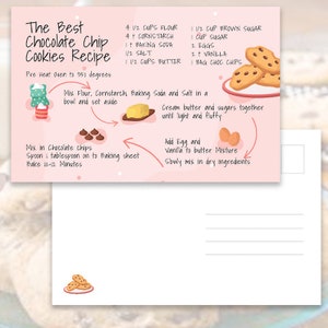 Chocolate Chip Cookie Recipe Postcard - Best Seller Digital Recipe ...