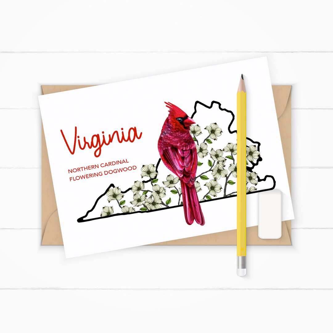 Digital Download Virginia State Bird and Flower Postcard - Etsy