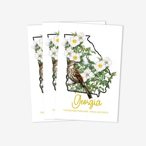 Digital Download Georgia State Bird and Flower Postcard - Etsy