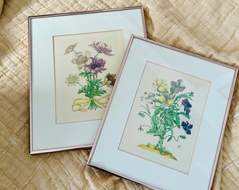 Gold Framed Botanical Prints Set of 4 Vintage Original Wild - Etsy