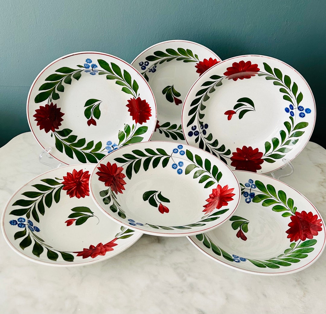 Adams Spongeware Stick Spatter Dishes. Antique Soup Bowls. English ...