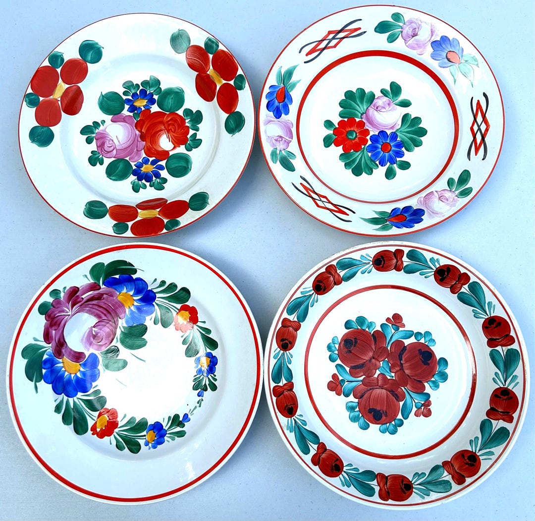 Vintage Hungary Floral Pottery. Decorative Wall Plates. Granit Hand ...