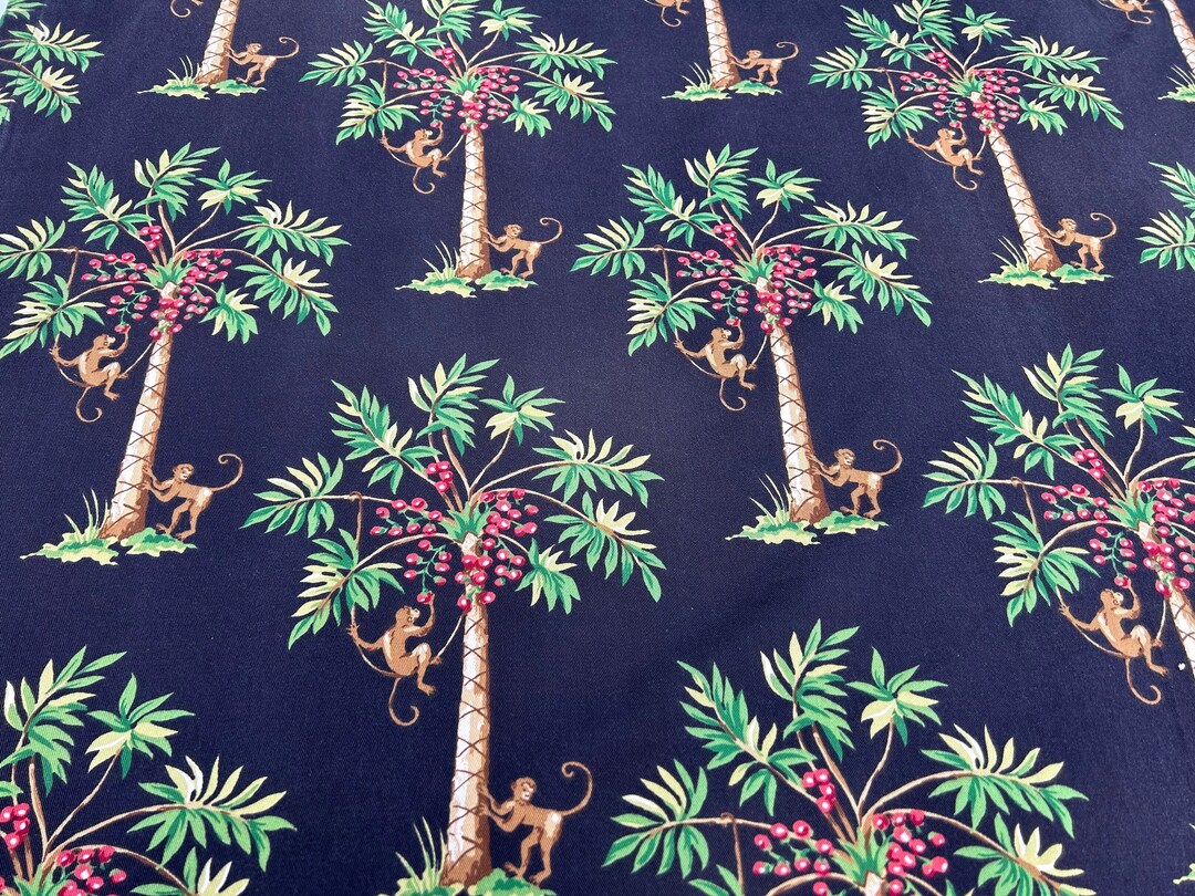 Vintage Palm Tree Fabric/curtains. Monkey Jungle Print. P. Kaufman, Pat ...