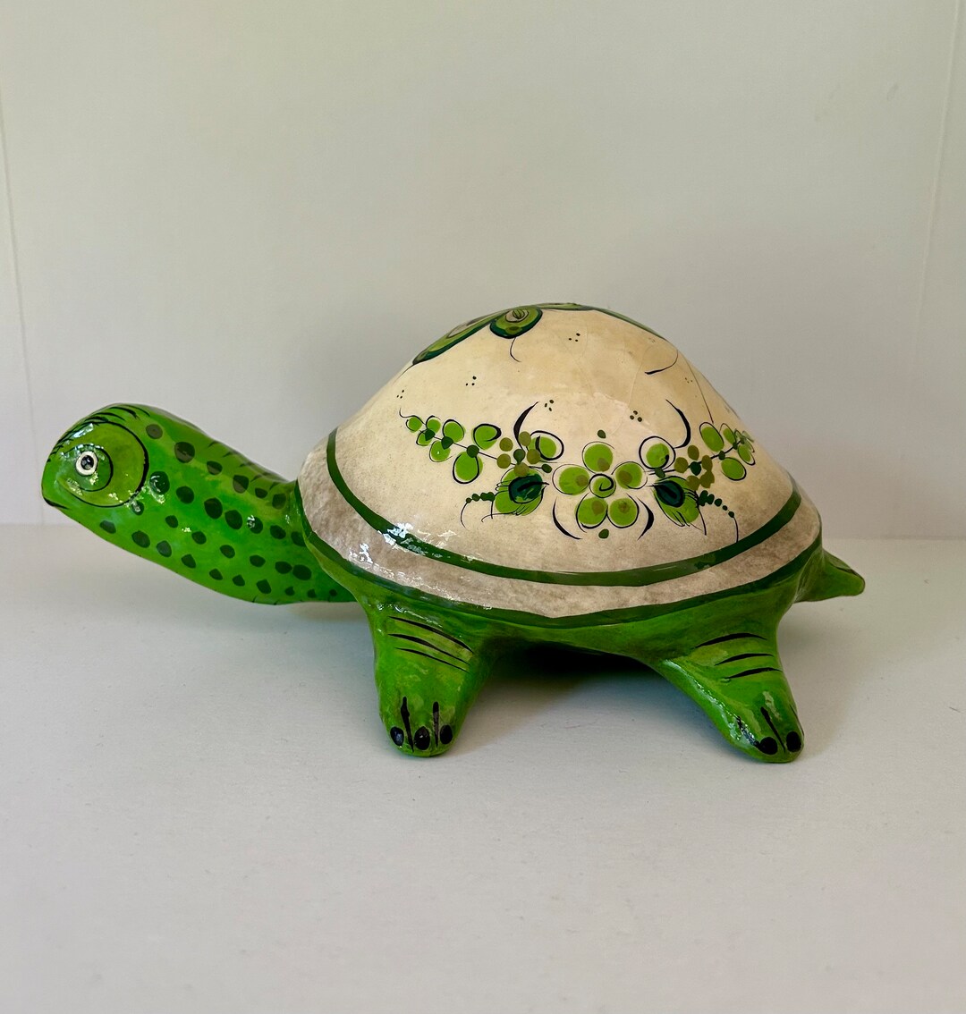 Vintage Papier Mache Tortoise. Made in Mexico. Sermel. Hand Painted ...