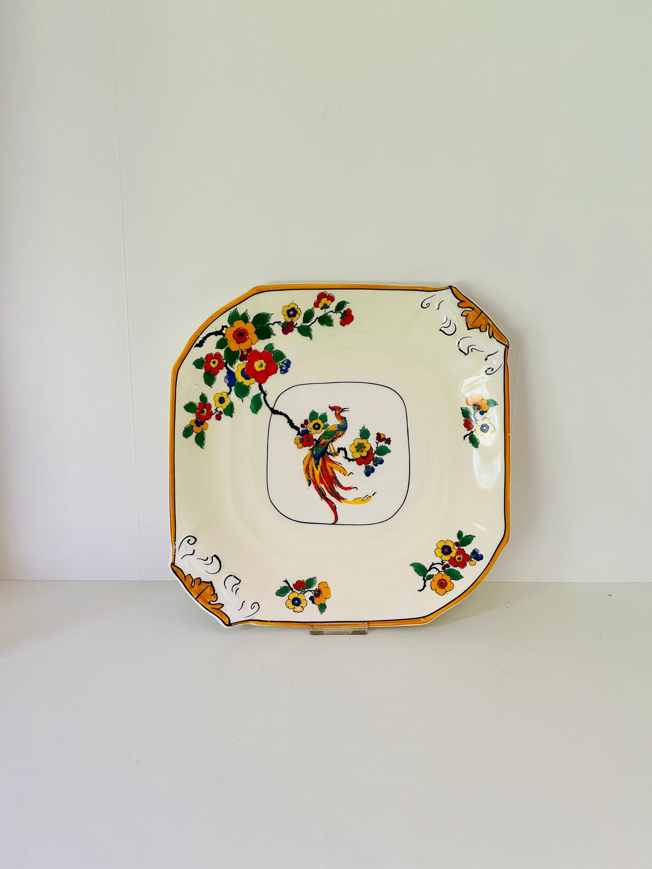 Art Deco Plate by Grindley, England. Vintage Bird Cake/ Sandwich Plate ...