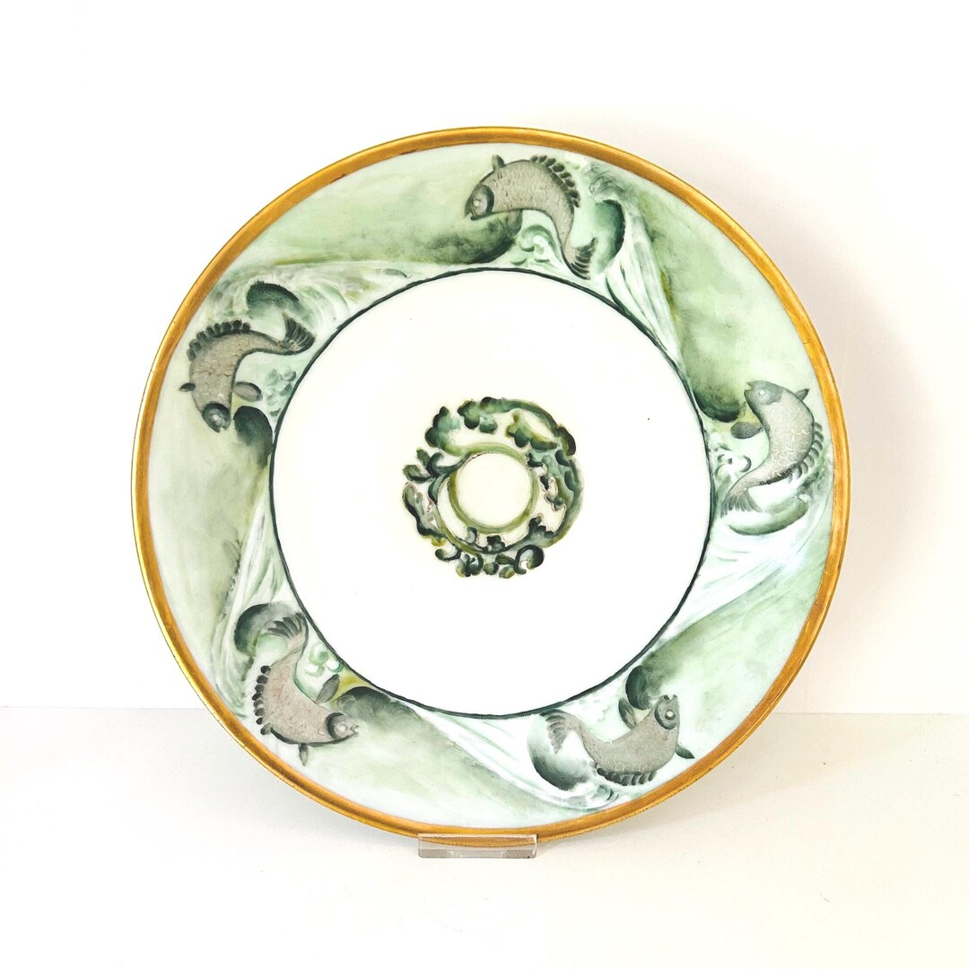 Limoges Fish Plate. Bernardaud Hand Painted Porcelain. Gold Edge. - Etsy
