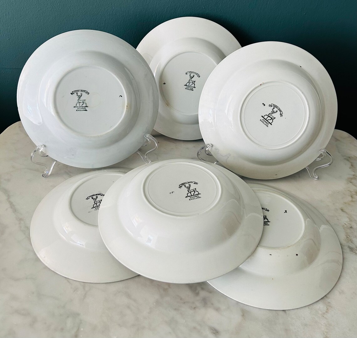 Adams Spongeware Stick Spatter Dishes. Antique Soup Bowls. English ...
