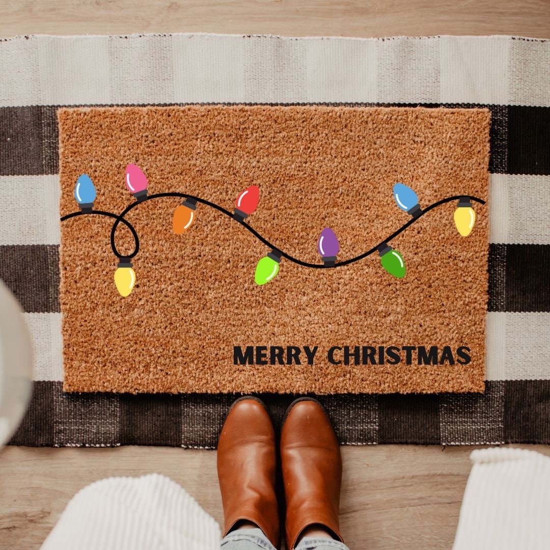 Merry Christmas Light Doormat - Etsy