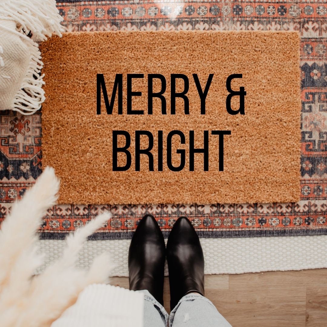 Merry and Bright Coir Doormat - Etsy