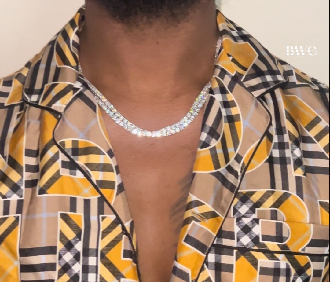 Mens VVS Moissanite Necklace 4mm Mens Tennis Chain Men Necklace Men ...