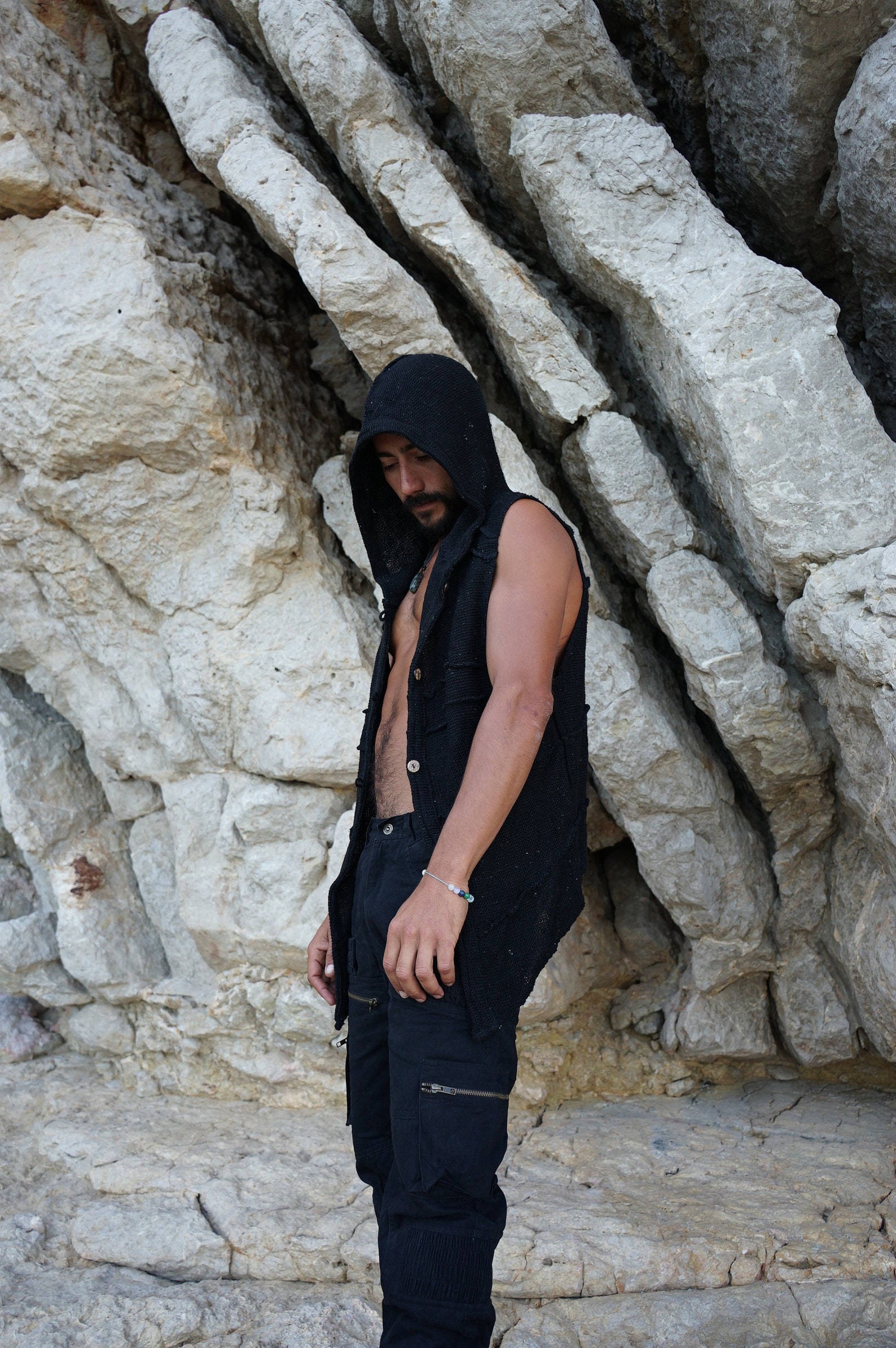Knitted Banana Leaf Vest~psy Sweater~tribal Clothing~mens Hippie ...